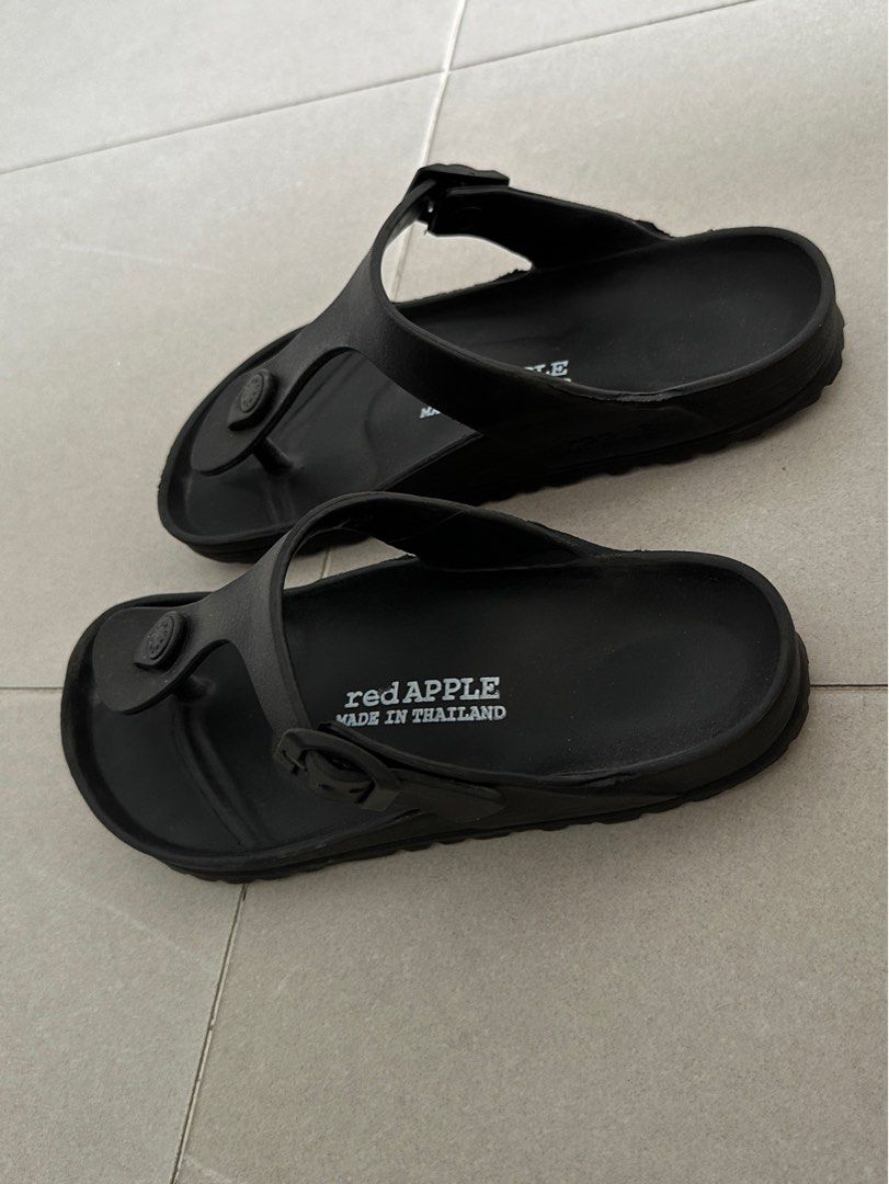 Red Apple All Black Sandal, Women's Fashion, Footwear, Sandals on Carousell