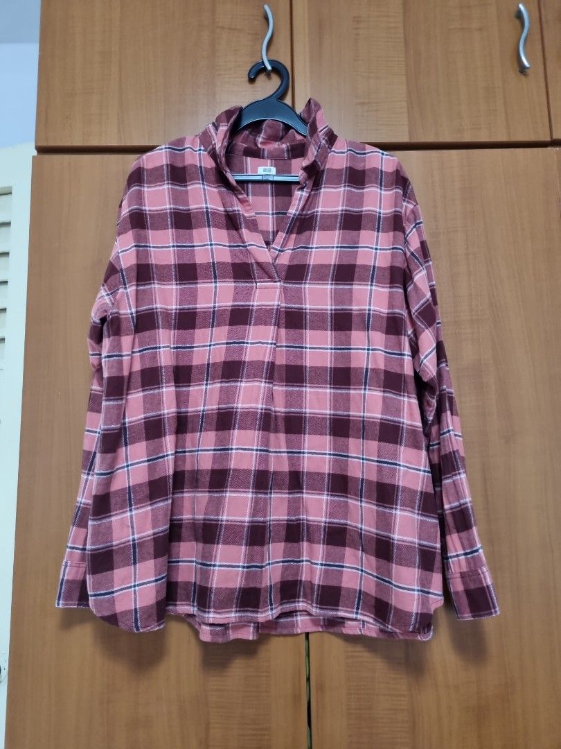 Red Checkered top, Women's Fashion, Tops, Longsleeves on Carousell