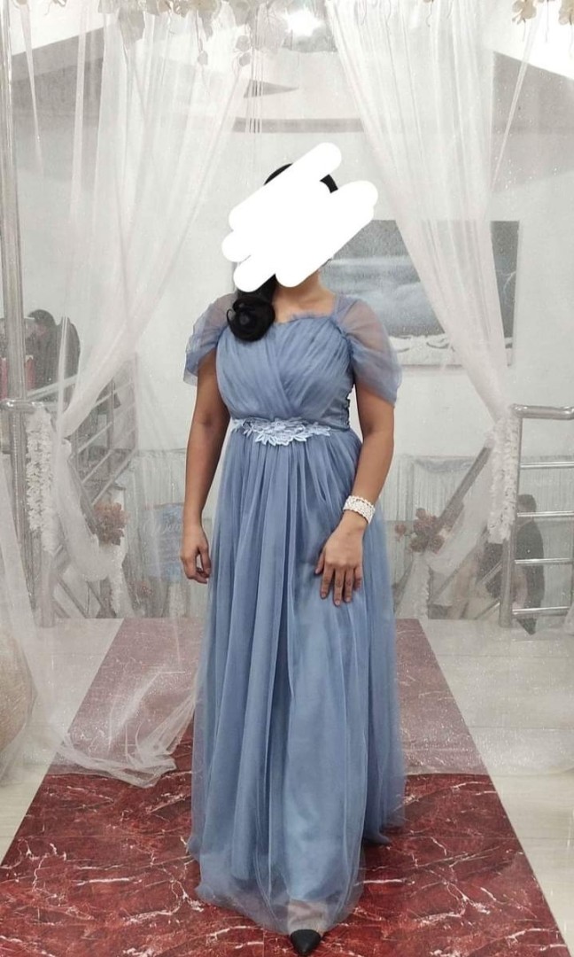 RUSTY BLUE GOWN, Women's Fashion, Dresses & Sets, Dresses on Carousell