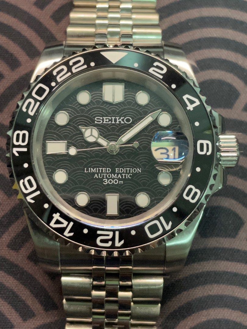 Seiko Custom Mod “GMT Master II Seigaiha Black” 40mm case, Men's Fashion, Watches & Accessories ...