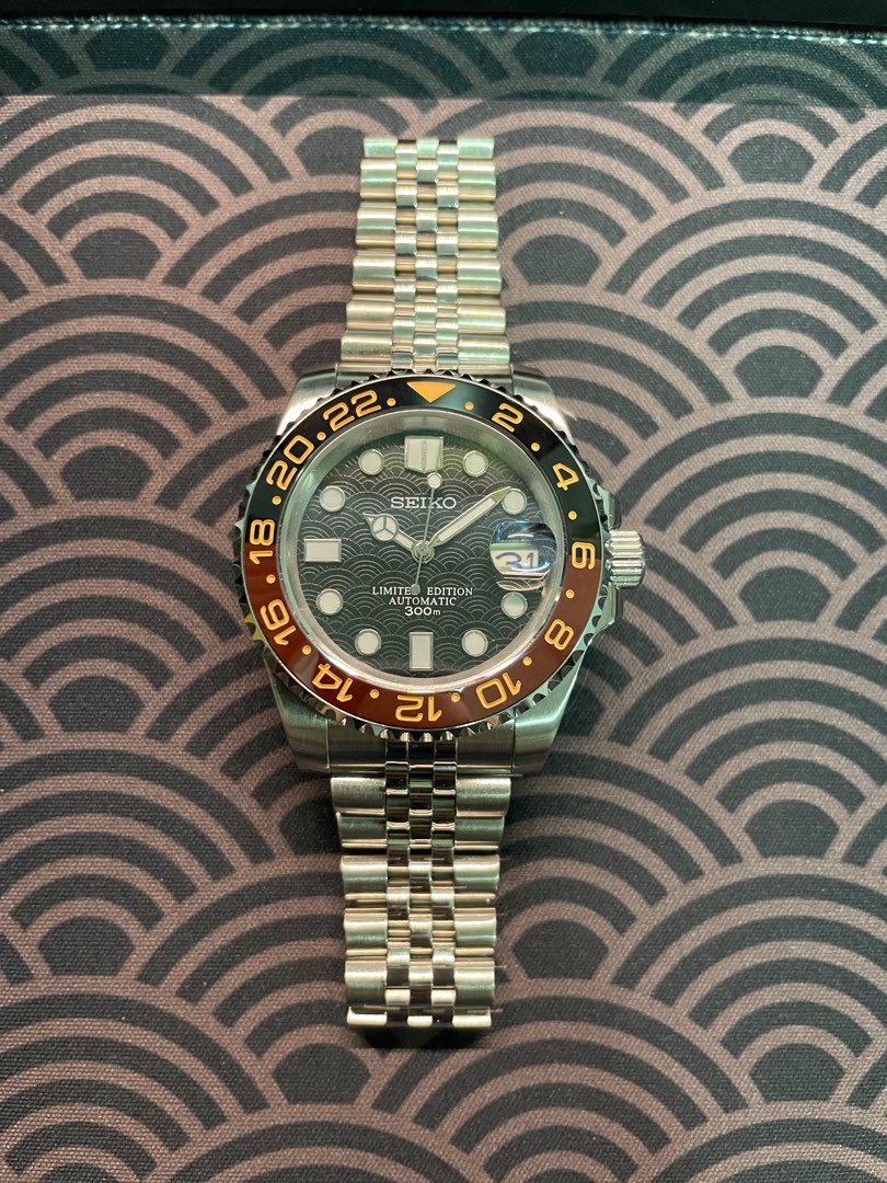 Seiko Custom Mod “GMT Master II Root Beer Seigaiha Black" 40mm case ...