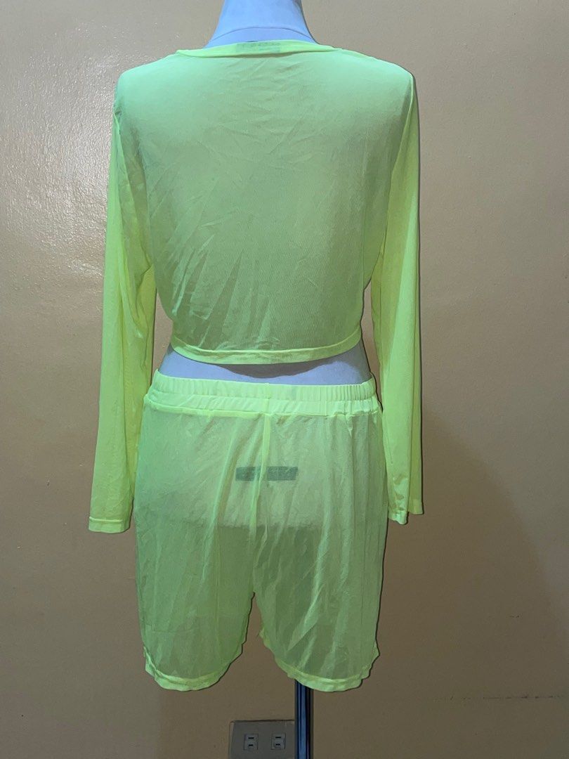 Shein Neon green mesh coords coordinates, Women's Fashion, Dresses ...