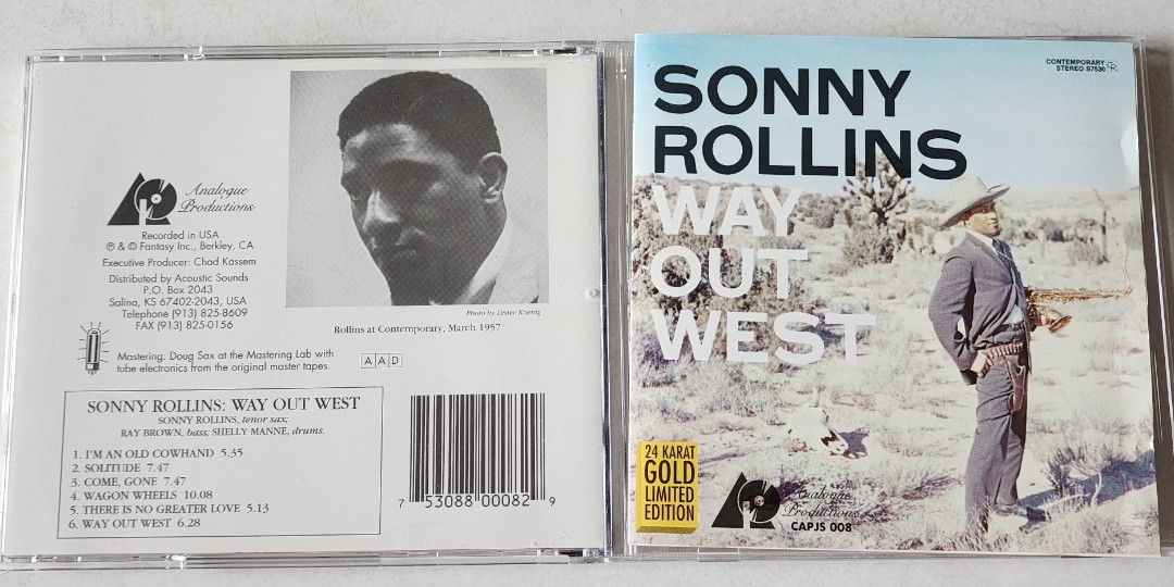Sonny Rollins ~ Way Out West ( ANALOGUE PRODUCTIONS ) ( 24 KARAT GOLD LIMITED EDITION ) CD ...