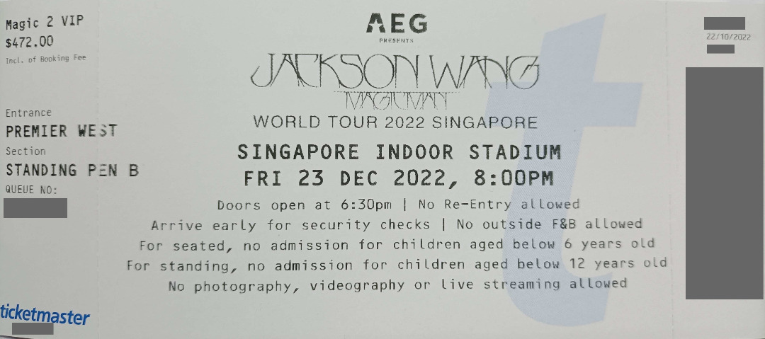 S/T> 1x Jackson Wang Magic Man VIP2 Physical Ticket (SG) NEGO, Tickets ...