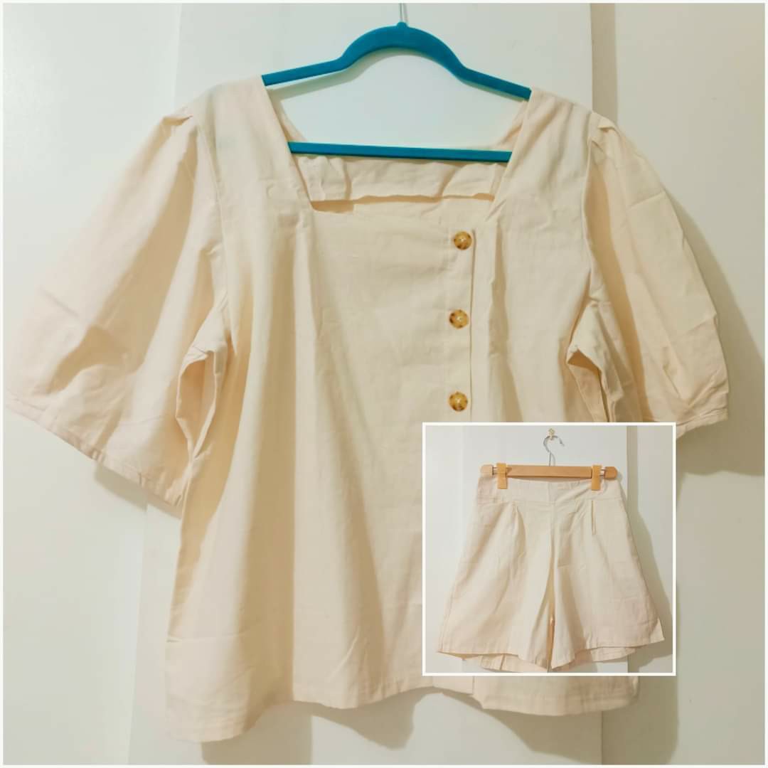 Stylish Coords Sided Buttons Square Neck Style Plus Size, Women's ...
