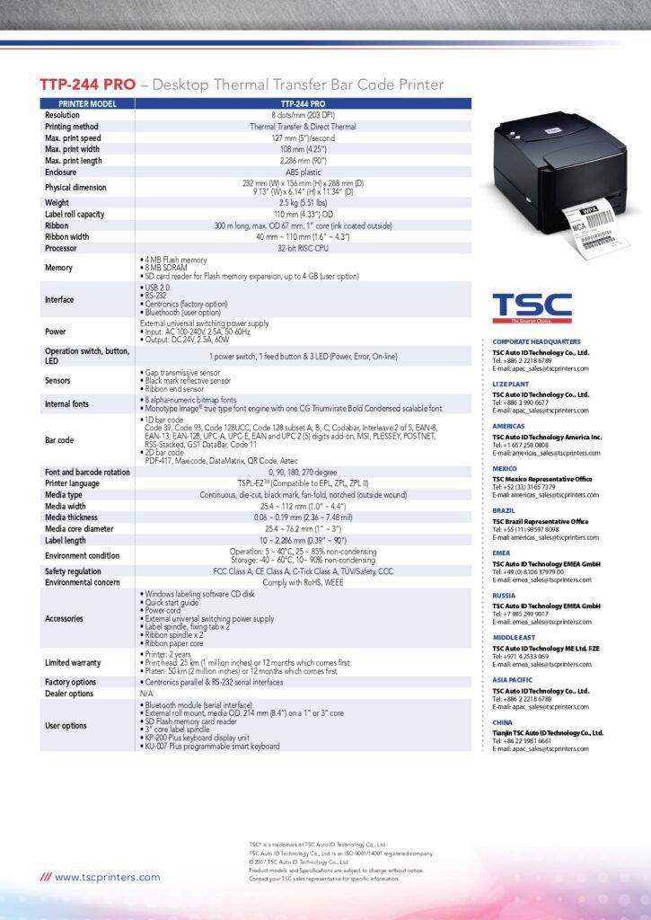 TSC TTP-244 Pro Label Printer and Brother labels, Computers & Tech, Printers, Scanners & Copiers ...