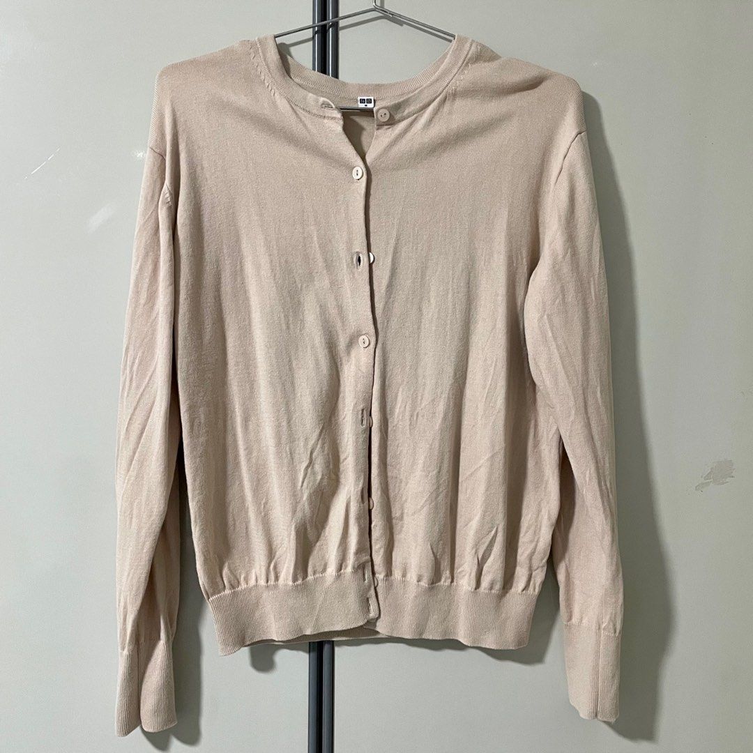Uniqlo Beige Cardigan, Women's Fashion, Coats, Jackets and Outerwear on ...
