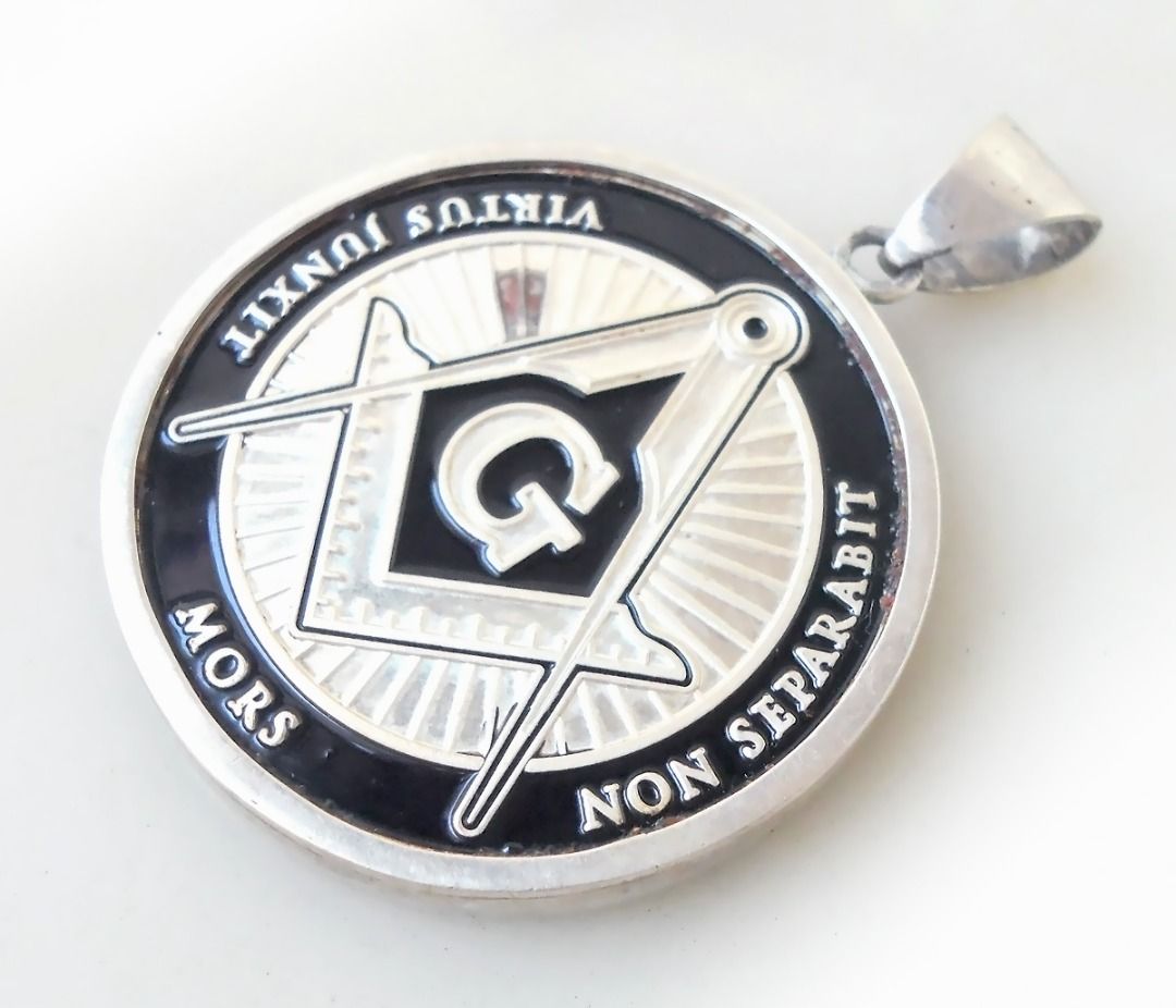 Vintage Antiqued FREEMASON MASONIC Sterling SILVER Pendant / Medal ...