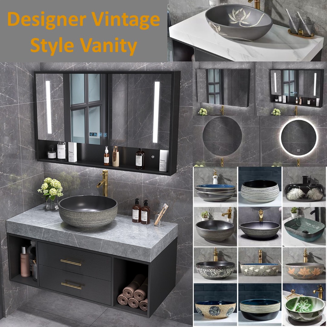 Vintage Basin Cabinet / Bathroom Vanity / Black Basin Cabinet ...