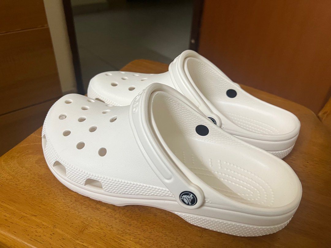 White Crocs, Men's Fashion, Footwear, Flipflops and Slides on Carousell