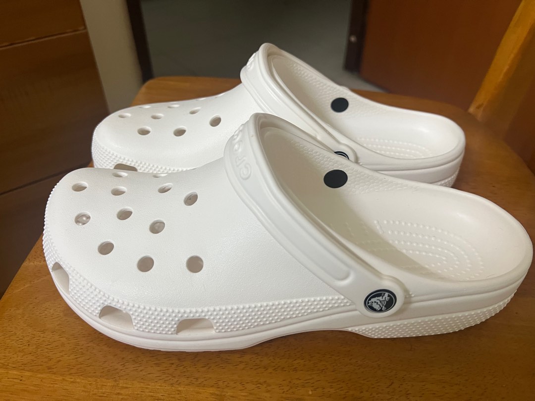 White Crocs, Men's Fashion, Footwear, Flipflops and Slides on Carousell