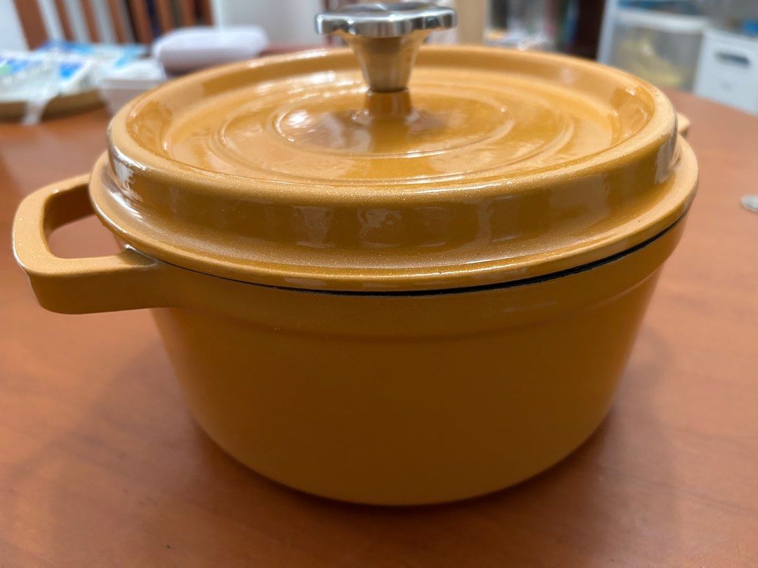 Yellow cast iron pot, Furniture & Home Living, Kitchenware & Tableware ...