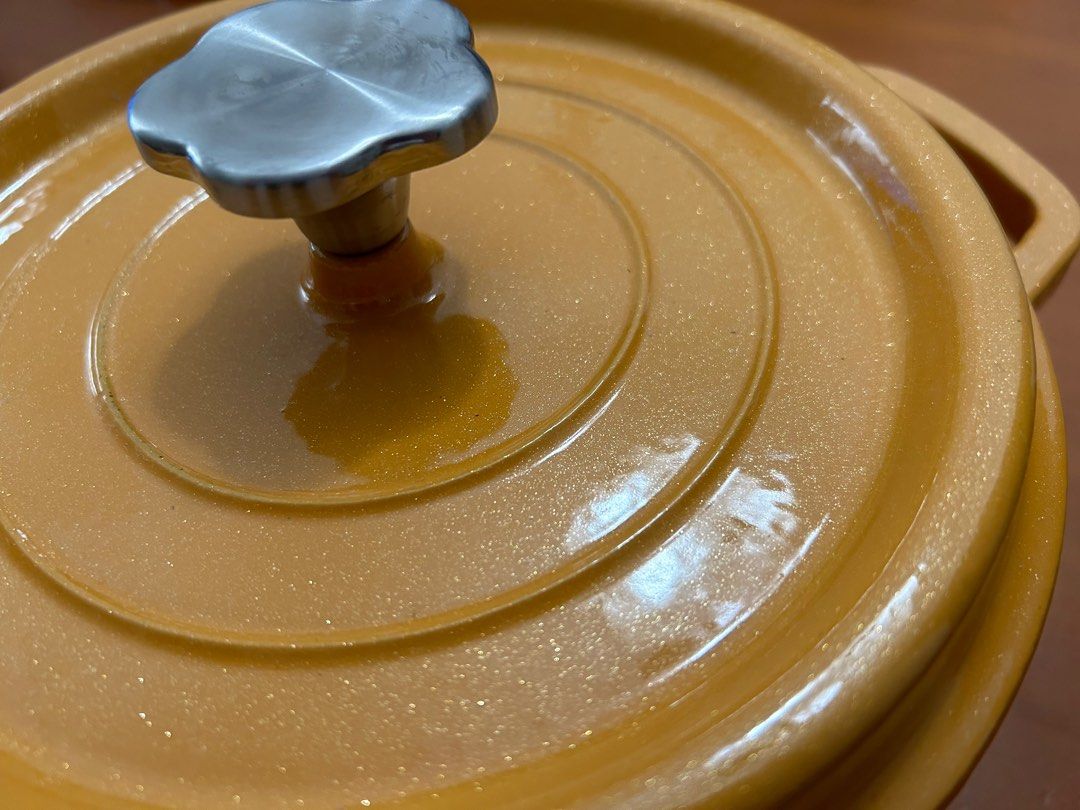 Yellow cast iron pot, Furniture & Home Living, Kitchenware & Tableware ...