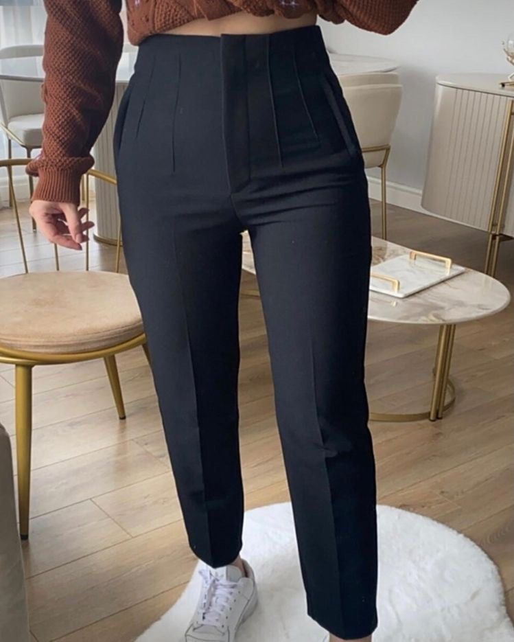 Zara HW/ Highwaist Black Trouser, Women's Fashion, Bottoms, Other ...