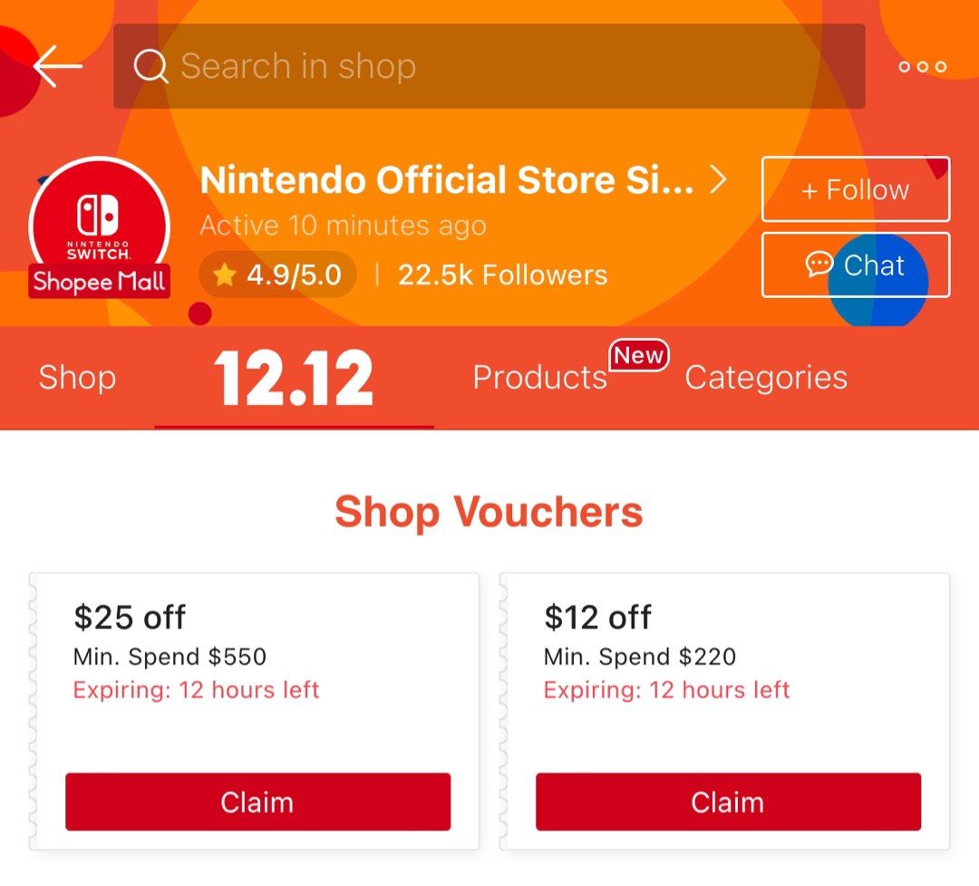 $10 Shopee nintendo shop voucher, Tickets & Vouchers, Vouchers on Carousell