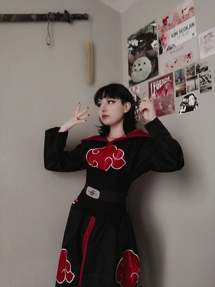 AKATSUKI COSPLAY COSTUME NARUTO ITACHI UCHIHA, Women's Fashion, Dresses ...