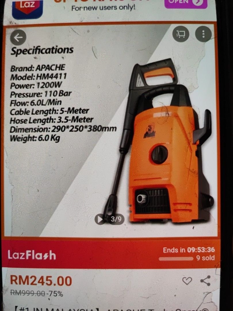 APACHE Turbo Spray High Pressure Water Jet, Auto Accessories on Carousell