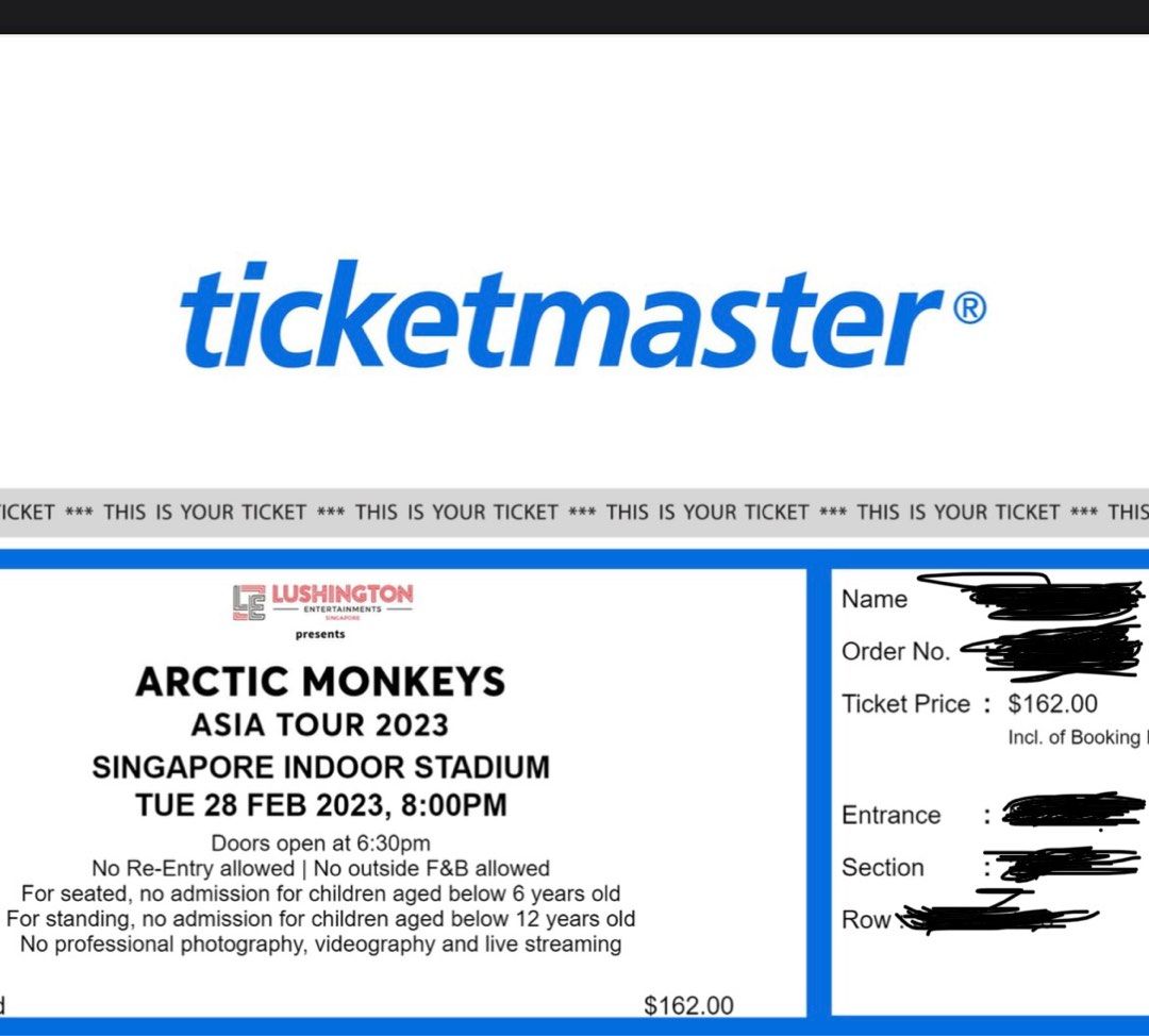 EXCHANGE TICKET FOR Arctic Monkeys in Singapore, Tickets & Vouchers ...