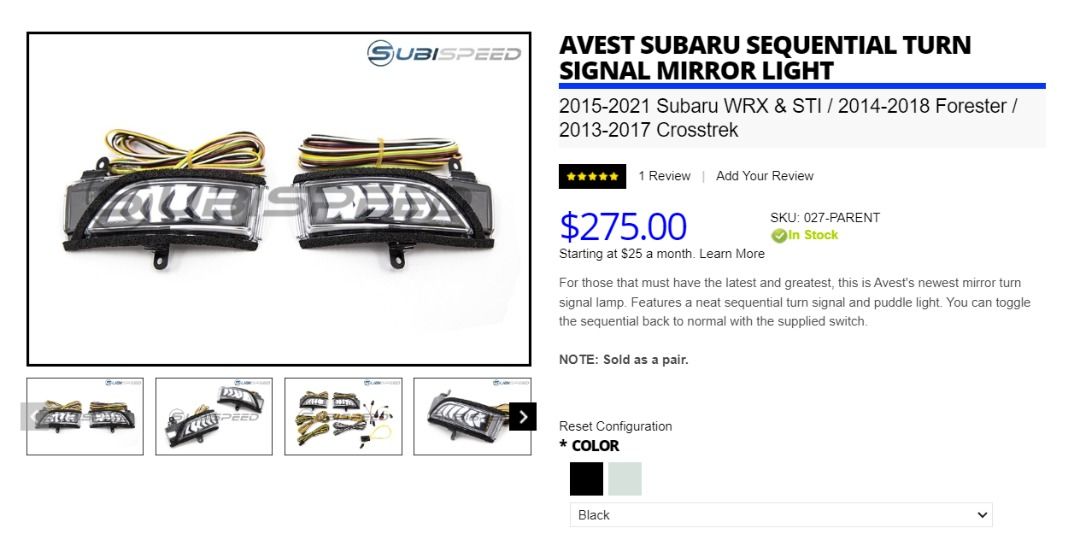 Avest Sequential Turn Signal Subaru Forester, WRX, STI, Car Accessories ...