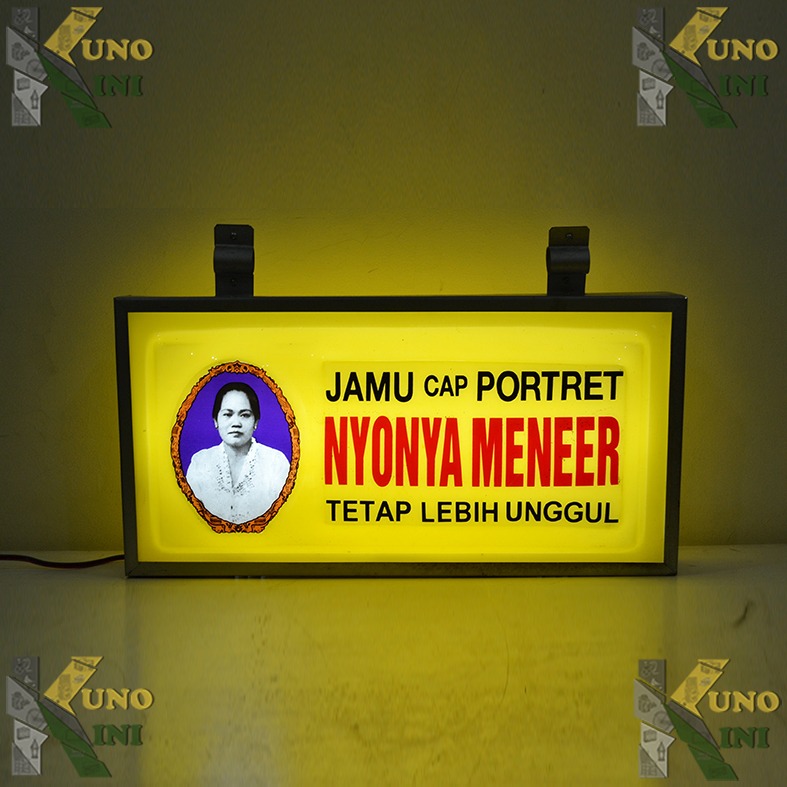 BARANG ANTIK NEON BOX JAMU CAP PORTRET NYONA MENEER TETAP LEBIH UNGGUL ...
