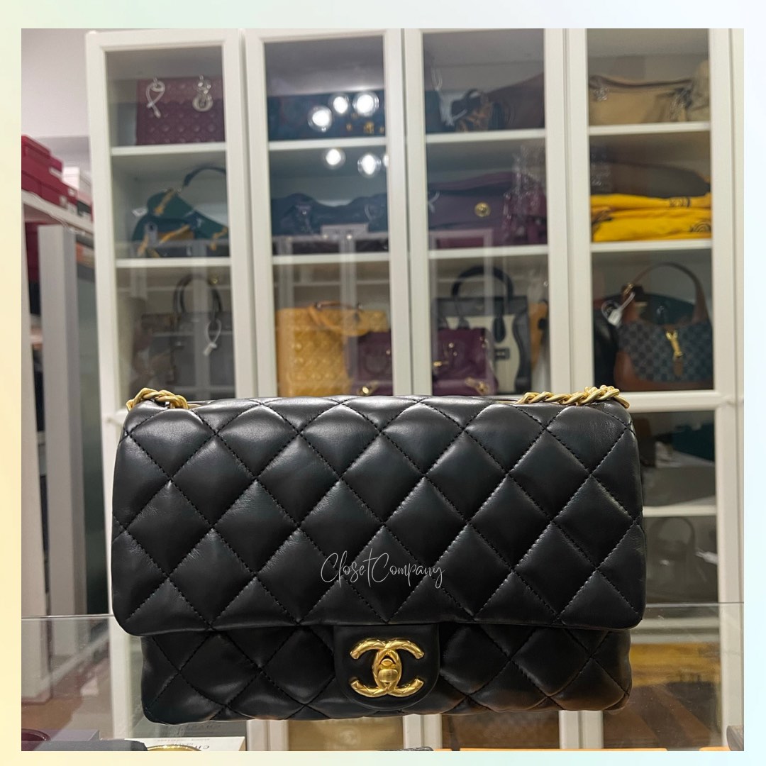 Brand New Chanel 22k Seasonal Single Flap Pearl Crush Lambskin Aged ...