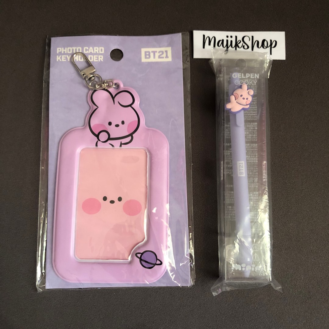 BT21 Cooky Minini Photocard Key Holder & Gel Pen, Hobbies & Toys, Memorabilia & Collectibles, K ...