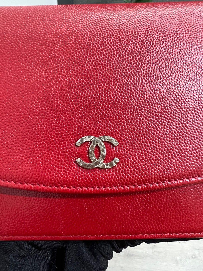 Chanel WOC Sevruga Red Caviar Shw, Luxury, Bags & Wallets on Carousell