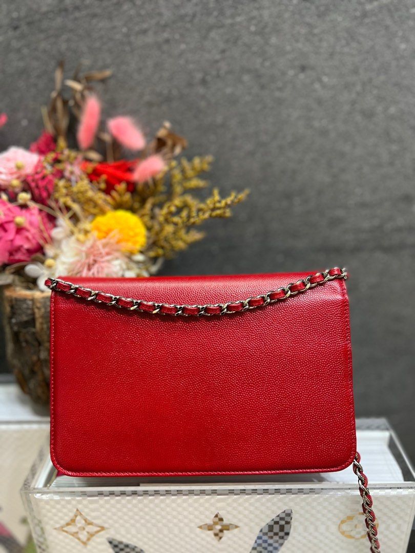 Chanel WOC Sevruga Red Caviar Shw, Luxury, Bags & Wallets on Carousell