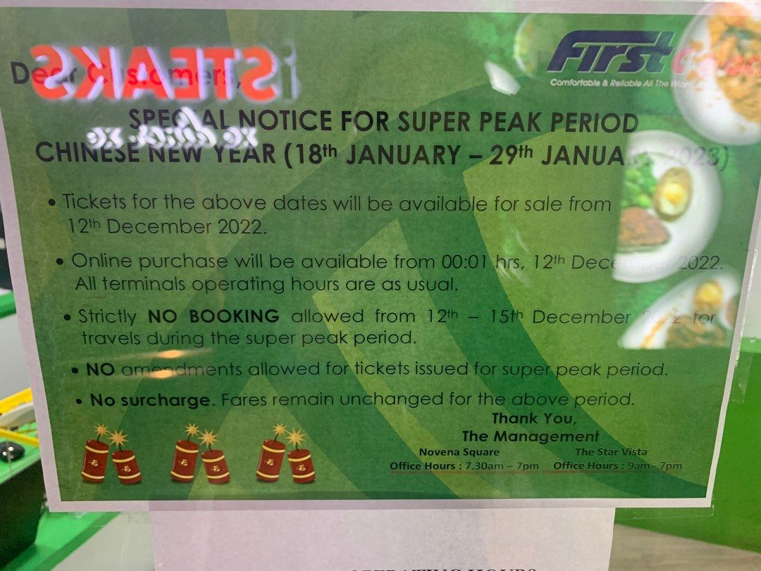 CNY Firstcoach bus ticket (single seat) 18 Jan 2023, Tickets & Vouchers ...