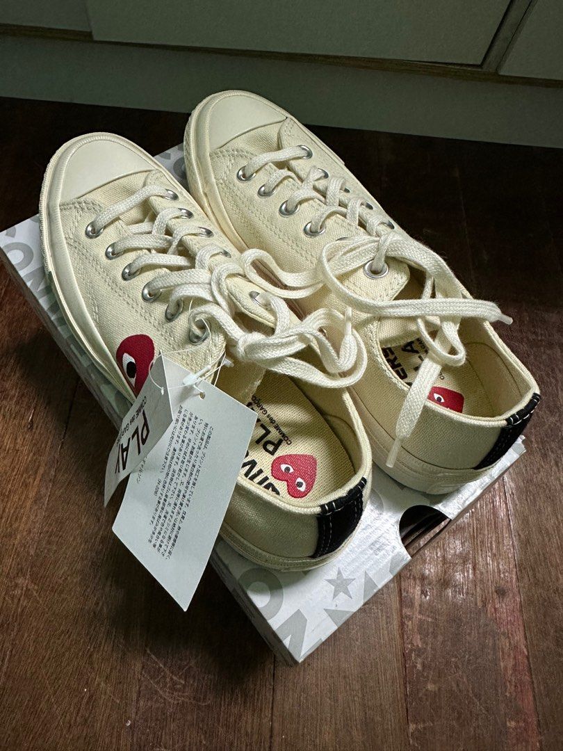 Converse X CDG Low White, Women's Fashion, Footwear, Sneakers on Carousell