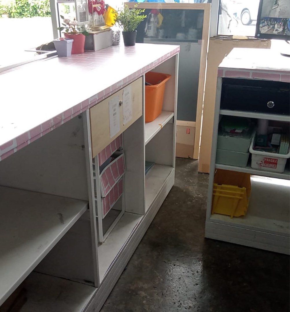 Counter cashier table top shop rak kedai stainless steel, Furniture ...