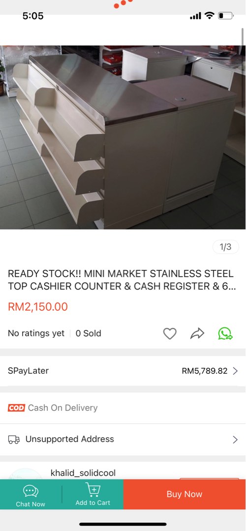 Counter cashier table top shop rak kedai stainless steel, Furniture ...
