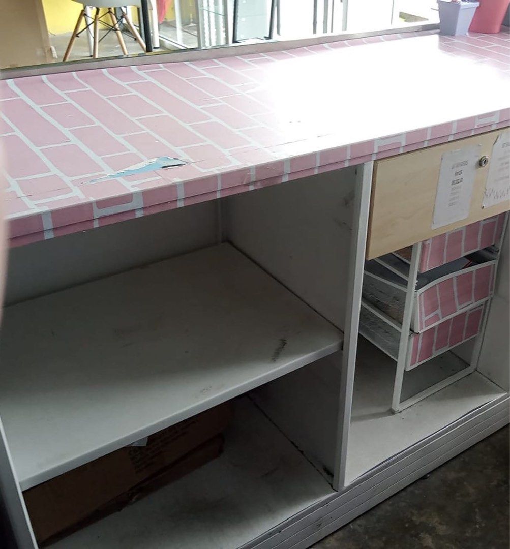Counter cashier table top shop rak kedai stainless steel, Furniture ...