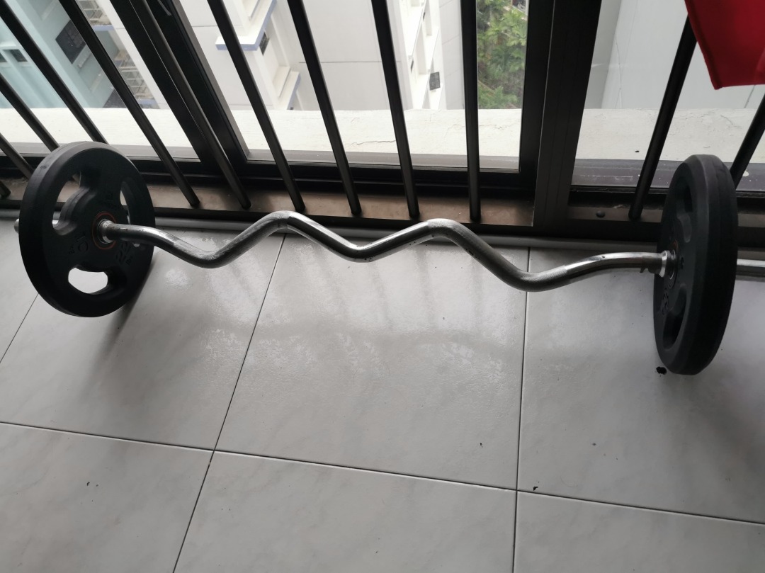 Curl bars with weight, Sports Equipment, Exercise & Fitness, Weights ...