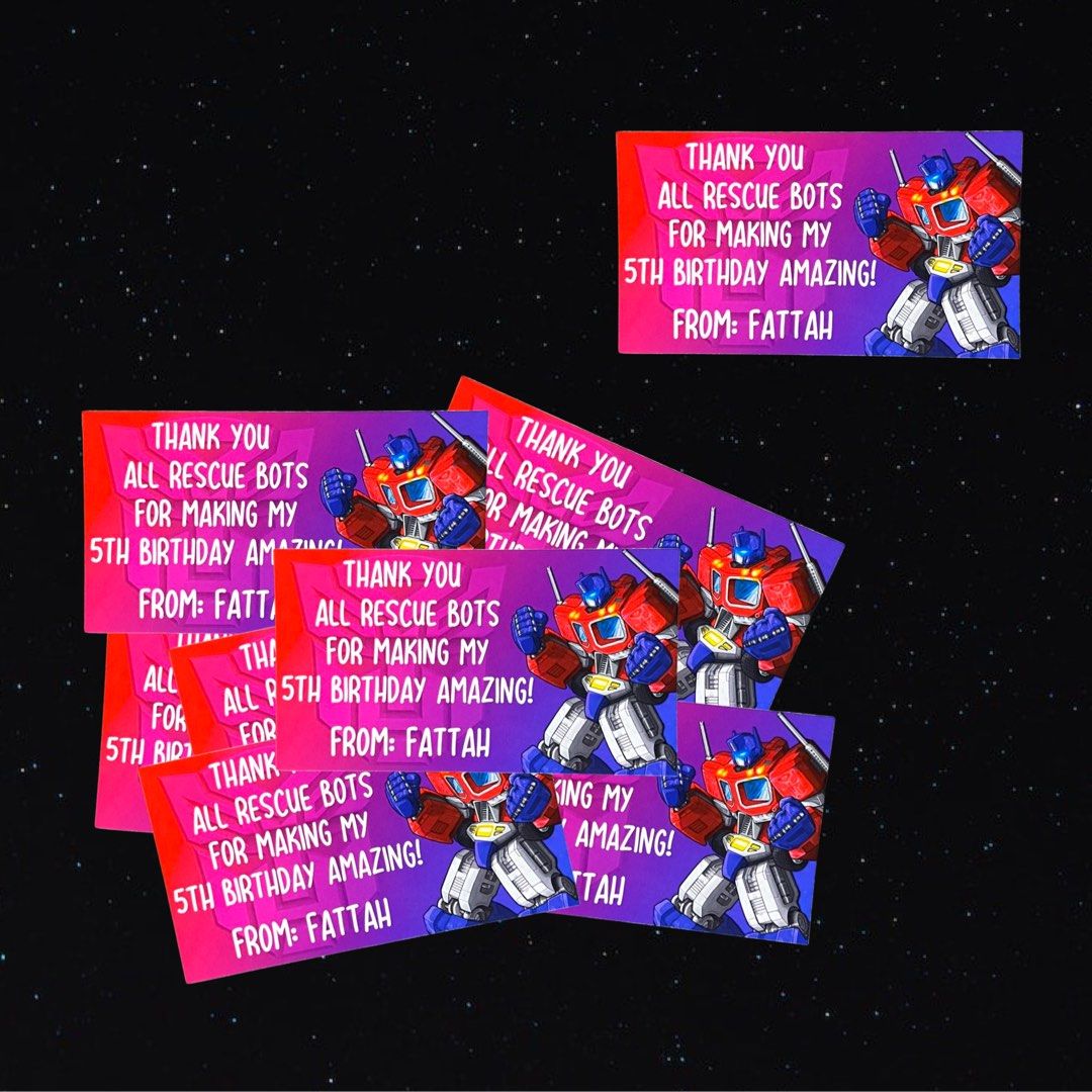 Customised Personalised Transformer Birthday Stickers / Tags, Hobbies ...