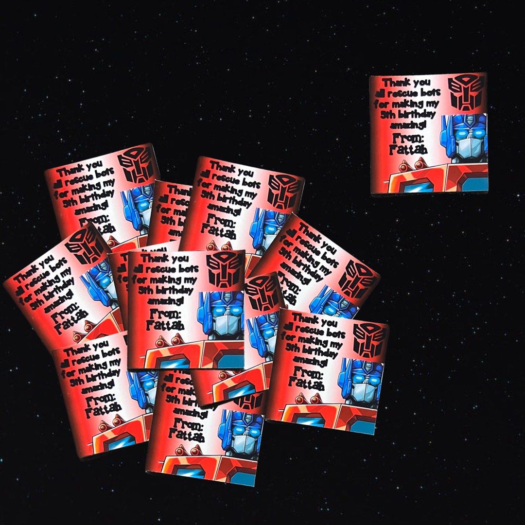 Customised Personalised Transformer Birthday Stickers / Tags, Hobbies ...