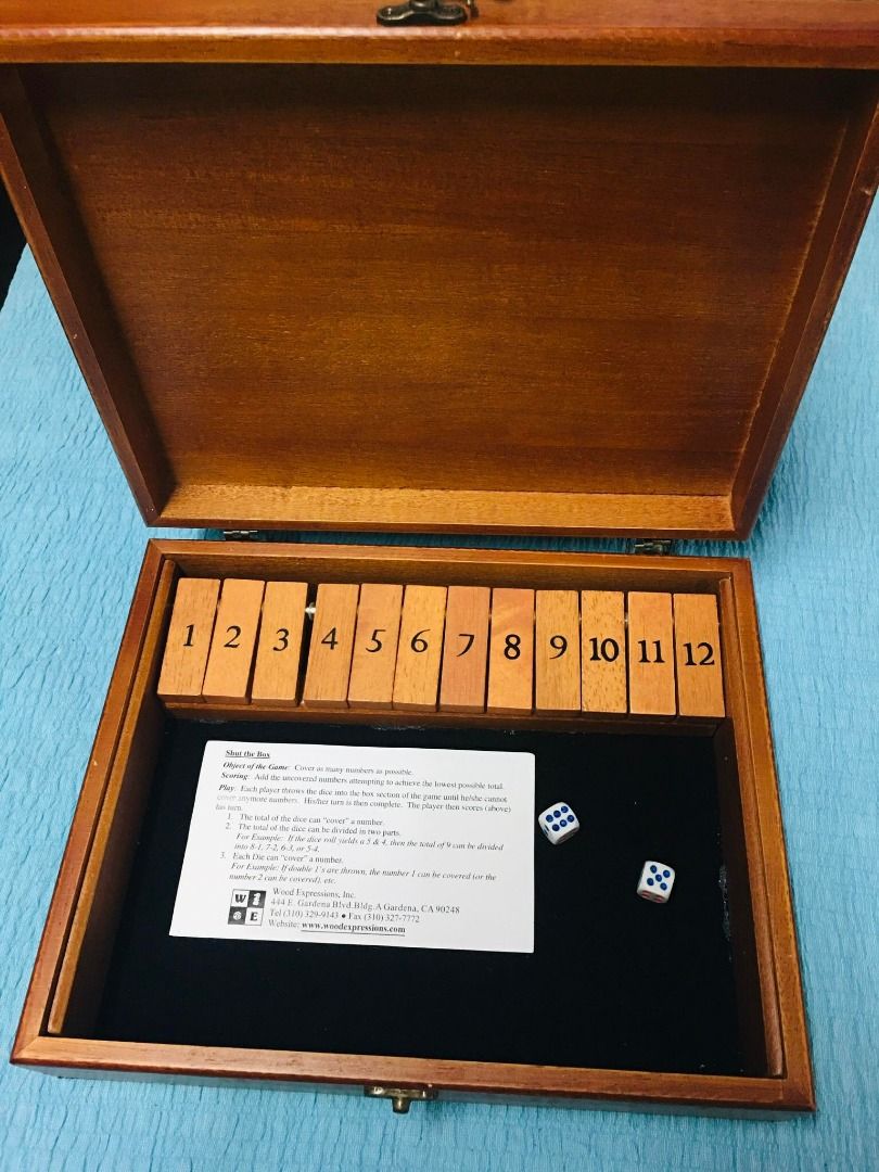 Deluxe Shut The Box Board Game in Wooden box, Hobbies & Toys, Toys ...
