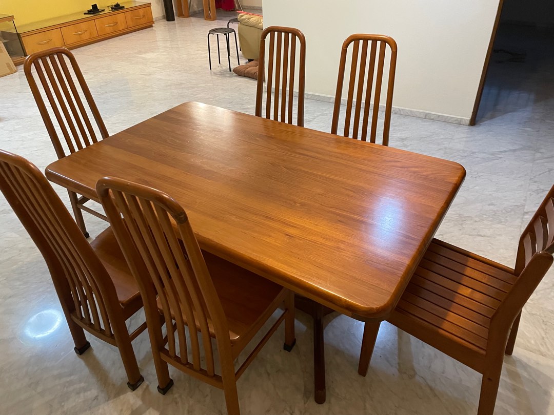 Teak Dining Table for 6-8 pax, Furniture & Home Living, Furniture ...