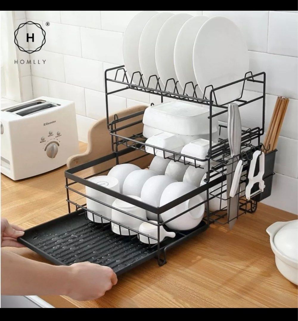 Dish drying rack 3 tier, Furniture & Home Living, Bathroom & Kitchen ...