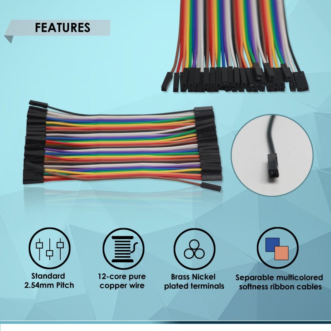 DUPONT WIRE 30cm FEMALE to FEMALE PIN, BREADBOARD JUMPER WIRE, BEST FOR DIY ELECTRONIC PROJECTS ...