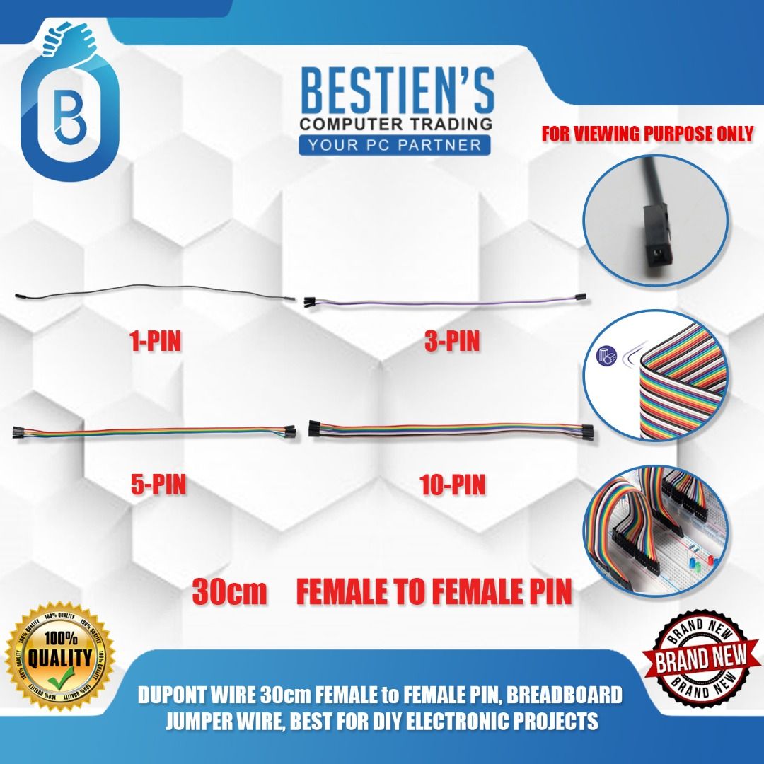 DUPONT WIRE 30cm FEMALE to FEMALE PIN, BREADBOARD JUMPER WIRE, BEST FOR DIY ELECTRONIC PROJECTS ...