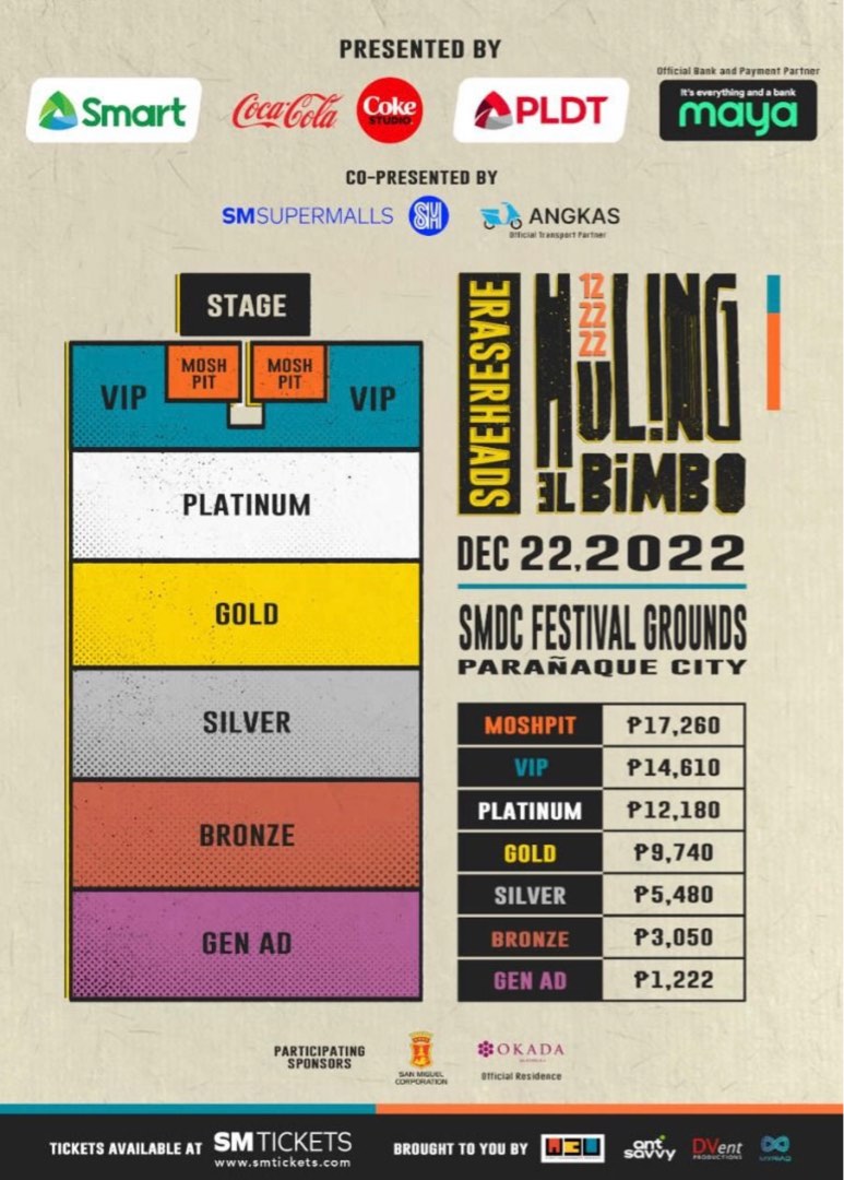 Eraserheads Ang Huling El Bimbo VIP Tickets, Tickets & Vouchers, Event Tickets on Carousell