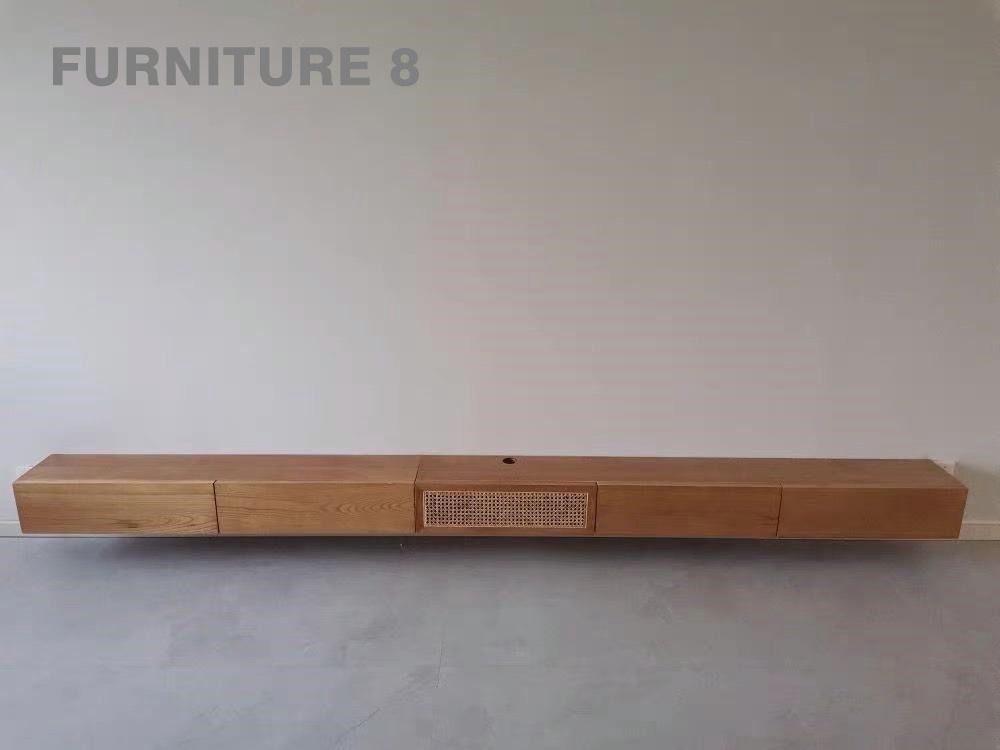 F8-0317 Solid Ash Wood Floating TV Stand, Furniture & Home Living ...