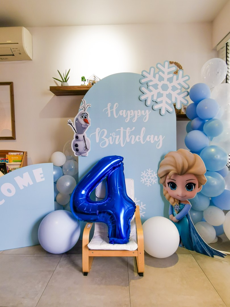 (CUSTOMISABLE) Frozen Elsa Birthday Celebration Party Backdrop, Hobbies ...