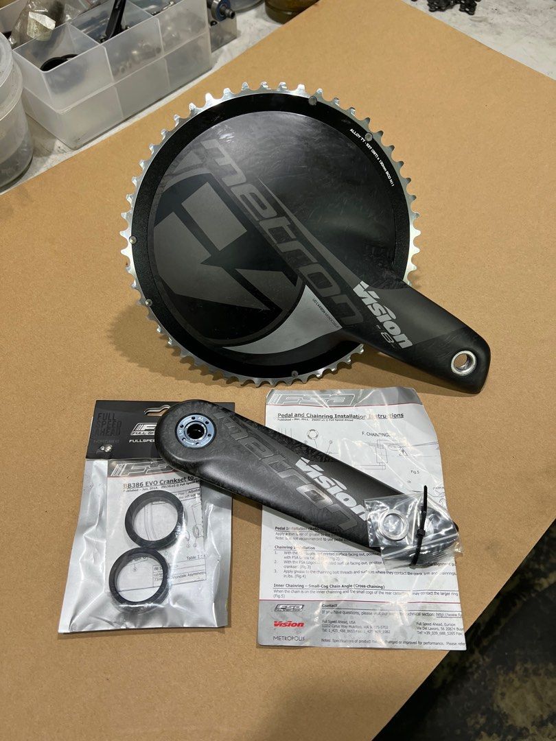 FSA Vision Metron Carbon Crankset - With 53t Outer Chainring, Sports ...