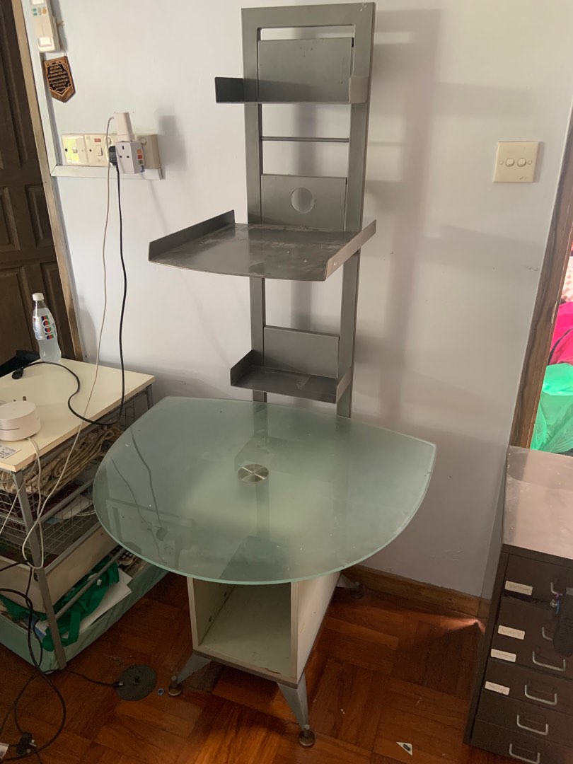 Glass Computer desk table, Furniture & Home Living, Furniture, Tables ...