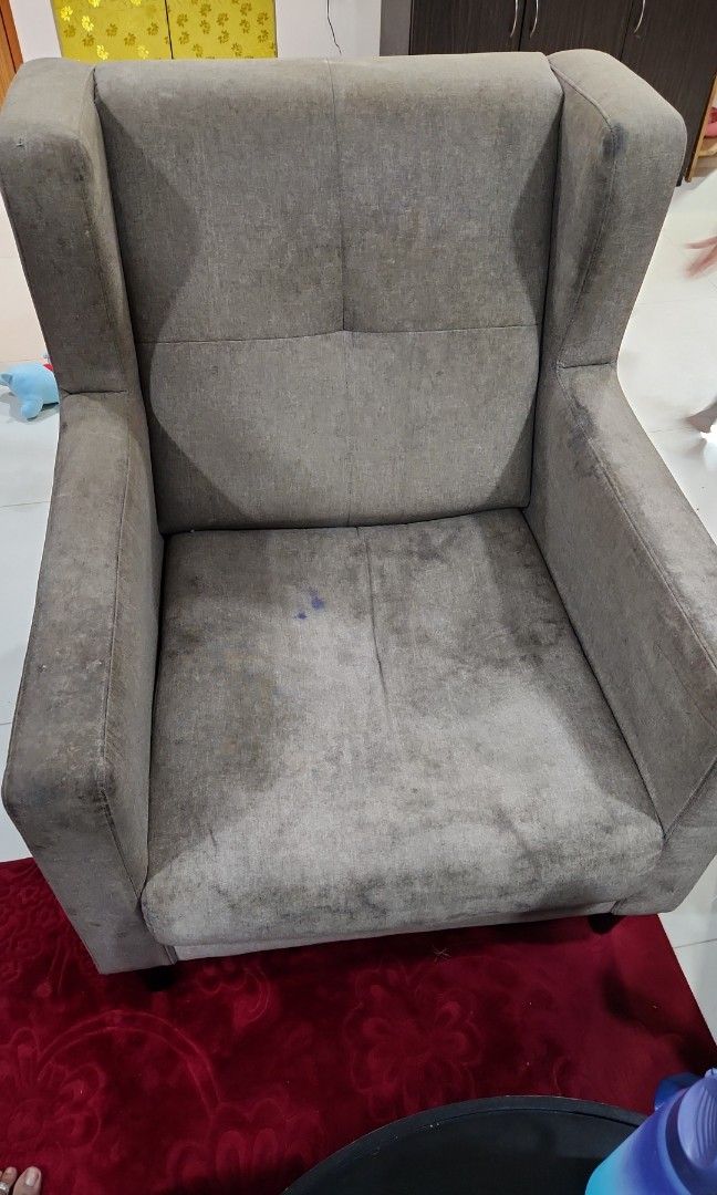 Grey single sofa, Furniture & Home Living, Furniture, Sofas on Carousell