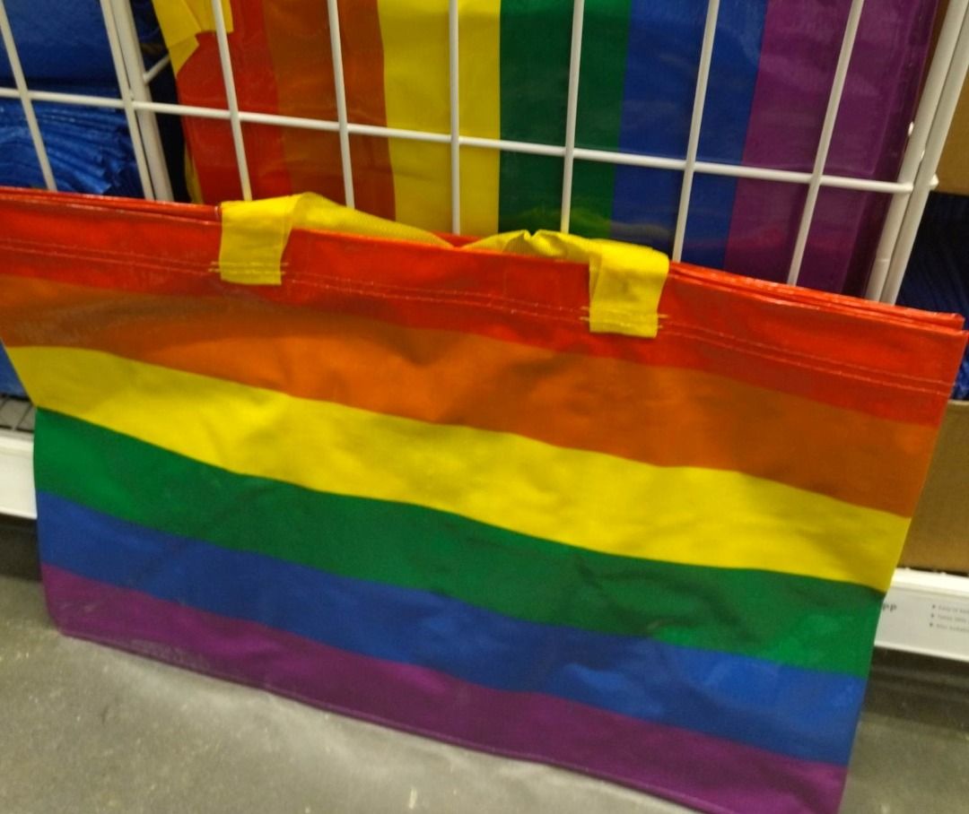 IKEA Frakta Storstomma Rainbow eco bag, Women's Fashion, Bags & Wallets ...