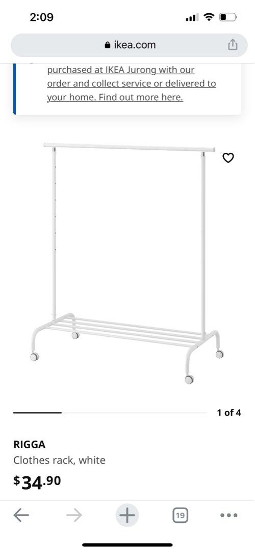 IKEA Rigga Clothes Rack, Furniture & Home Living, Furniture, Shelves ...