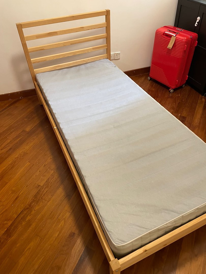 Ikea Single Bed Frame with Mattress, Furniture & Home Living, Furniture ...